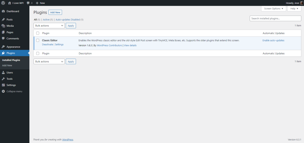 First steps with WordPress (Classic Editor) – Documentation